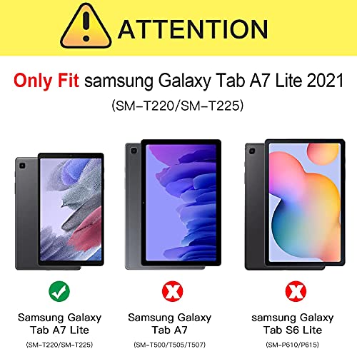 Herize Case Compatible with Samsung Galaxy Tab A7 Lite 2021 with Screen Protector | Heavy Duty Case SM-T225/T220 | Full Body Shockproof Sturdy Rugged Rubber Protective Case W/Hand Strap Shoulder Strap