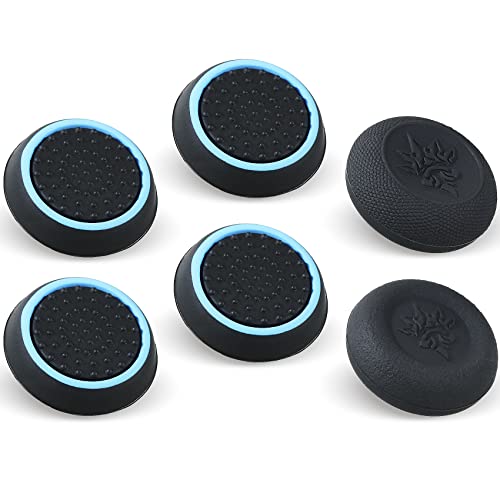 9CDeer Performance Joystick Analog Stick Thumb Grips Set of 6 Compatible with PS5, PS4, Xbox Series X/S Xbox One, Switch Pro Controller Black & Blue