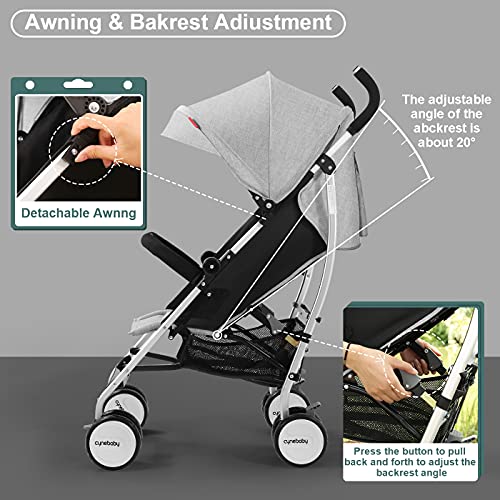 Umbrella Stroller for Toddler - Lightweight Compact Travel Foldable Baby Stroller, 3D Light Weight Portable Pram for Infant with Canopy Grey