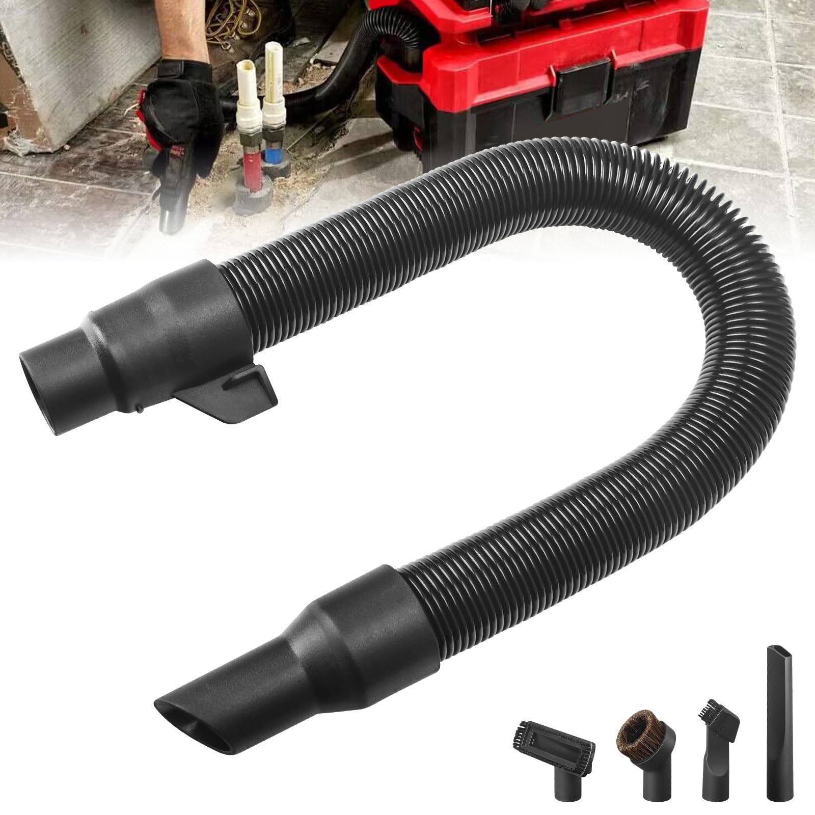 14-37-0105 18v/28v Wet/Dry Vac Hose Assembly for Milwaukee M18 Vacuum 0880-20 0970-20 w/Attachments Adapter Kit (Internal Storage)