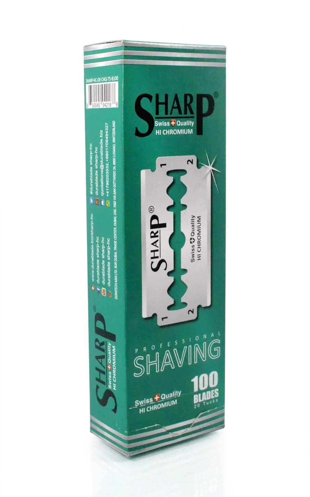100 Sharp Hi Chromium Double Edge Razor Blades For Safety Razor - Men´s Safety Razor Blades For Shaving For Men For A Smooth And Clean Shave (1 Year Supply)