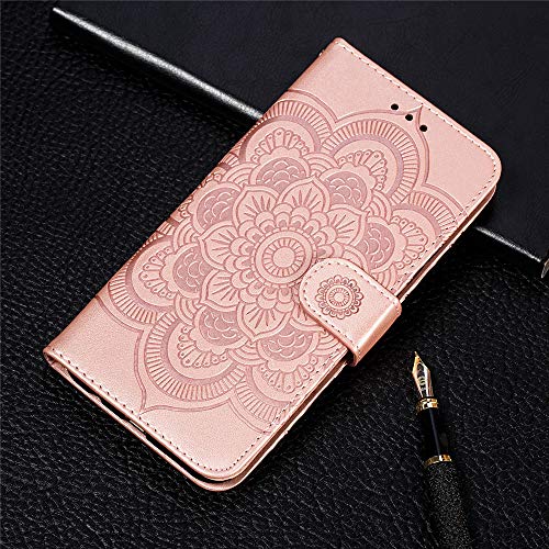 EMAXELER Xiaomi Redmi Note 9 Case Stylish Premium PU Leather Wallet Cover Magnetic Shockproof Flip Case with Kickstand Credit Cards Slot for Xiaomi Redmi Note 9 Sunflower Rose Gold LD