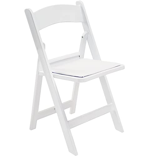 Allpop Resin Folding Chair with Vinyl Padded Seat, 550LB Capacity, Commercial Chair Set for Party Wedding Picnic Events, White