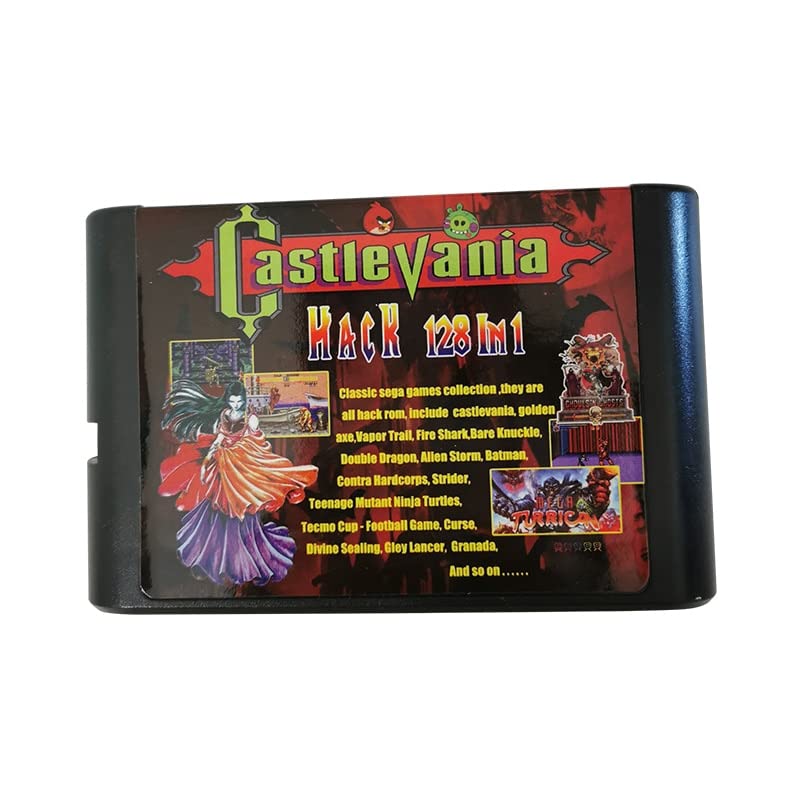 128 in 1 - 16 Bit MD Game Card For Sega Mega Drive For Sega Genesis and for Original Console (Black)