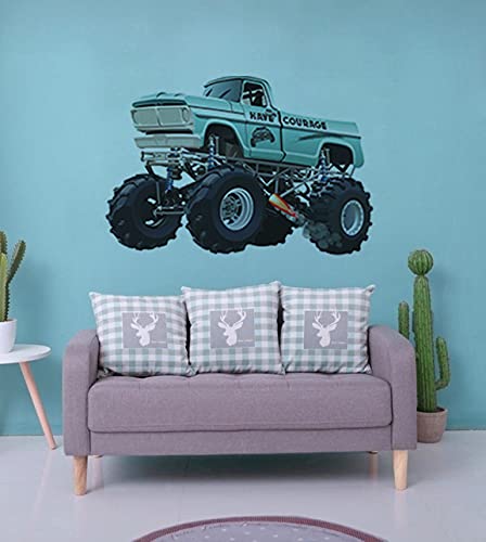 Monster Truck Wall Stickers Decals for Boy’s Bedroom, Gift for Boy's, Car Decor Wallpaper Mural for Nursery Classroom Kids Room