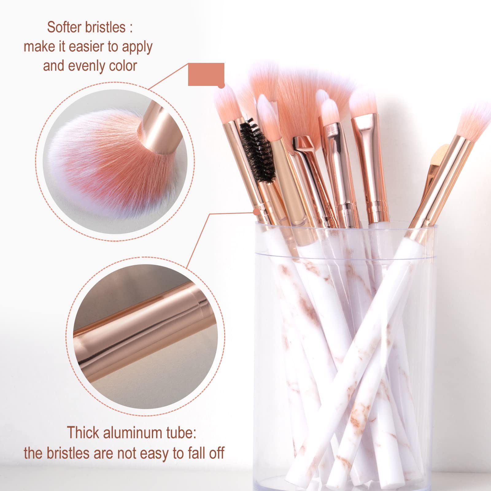 111 Makeup Brush Set 16 PCs Marble Makeup Brushes Premium Synthetic Foundation Powder Concealers Blending Eye Shadows Eyelash Eyebrow Face Make Up Brush Kit,Makeup Starters