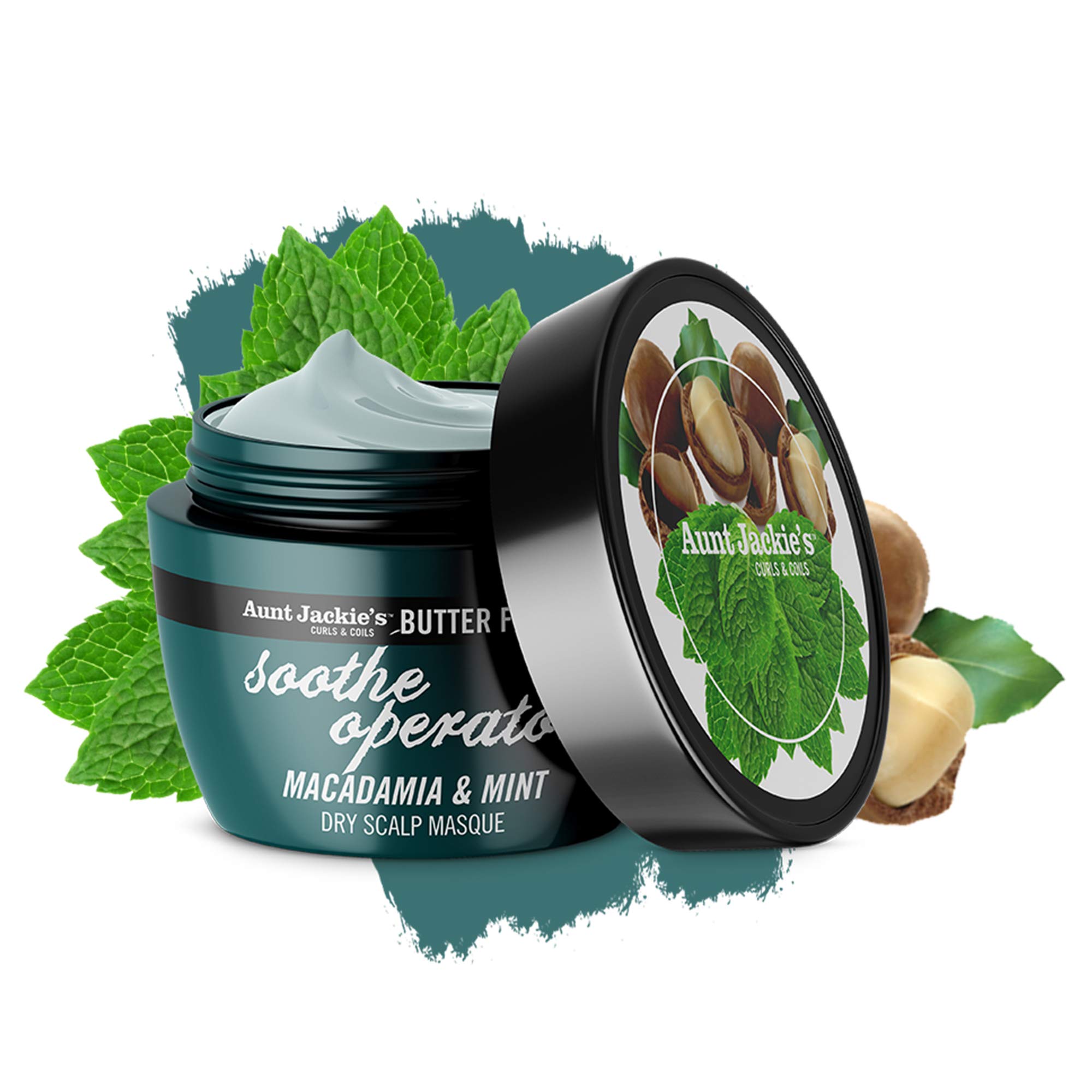 Aunt Jackie's Butter Fusions Soothe Operator - Macadamia & Mint Dry Scalp Conditioning Masque, 8 oz