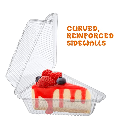 200 Pcs Transparent Cake Slice Containers Plastic Containers with Lids 5β Clear Medium Hinged Lid Cheesecake Pie Container Disposable to Go Box Food Containers for Take Out Packaging