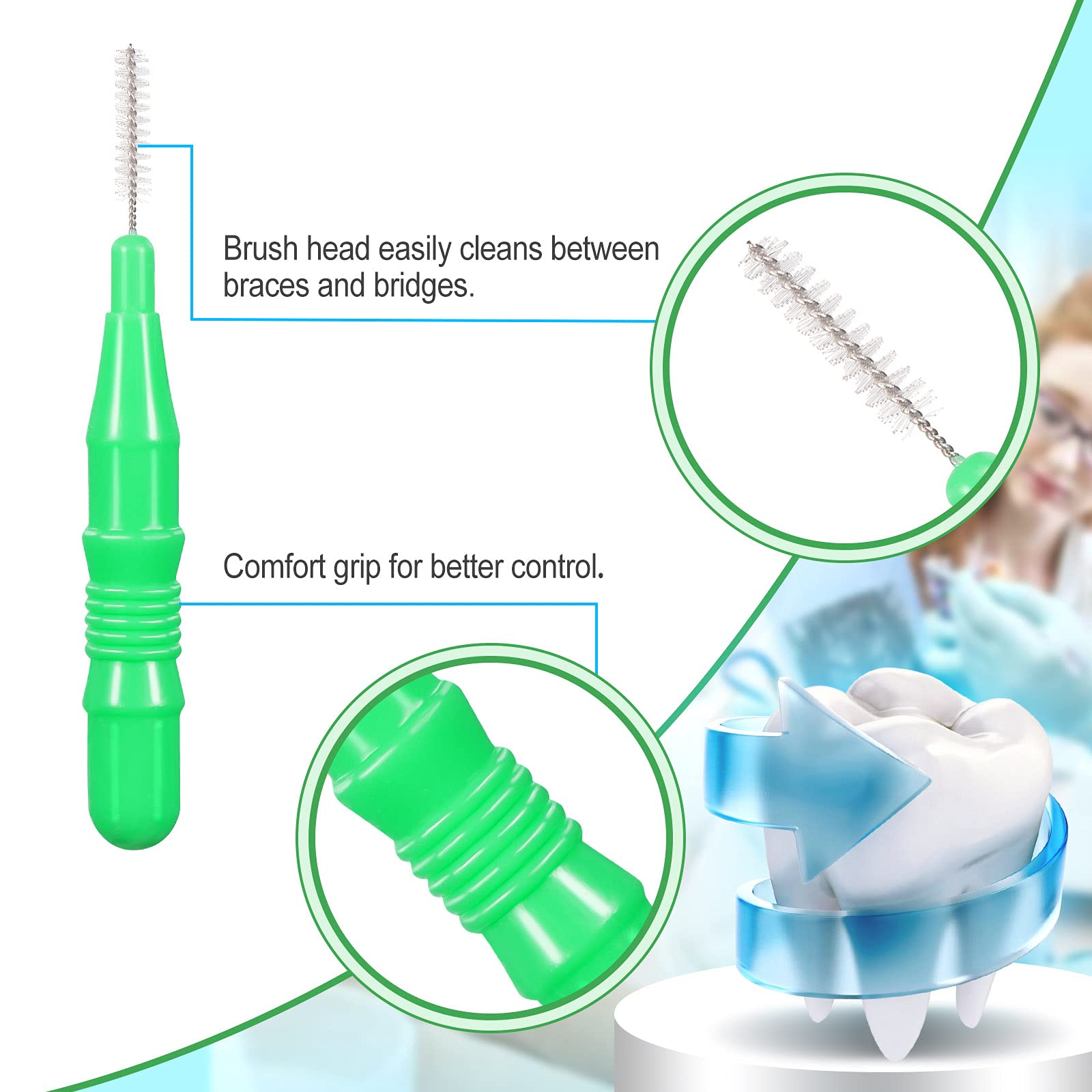 70 Pieces Interdental Brush Teeth Floss Tooth Cleaning Tool Toothpick Cleaner Dental Tooth Flossing Head Teeth Soft Dental Pick Refill Dental Flosser Oral Dental Hygiene Teeth Flossing