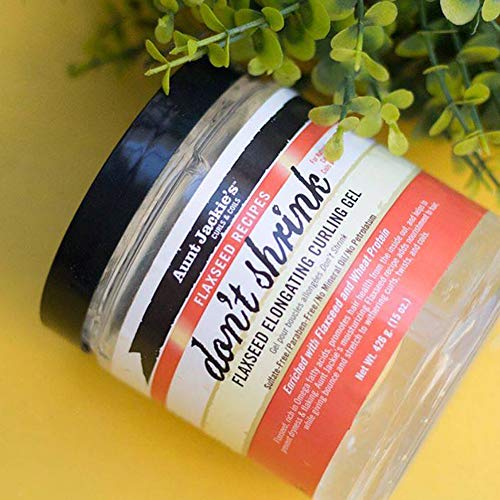 Aunt Jackie's Flaxseed Recipes Don't Shrink Elongating Hair Curling Gel for Natural Curls, Coils and Waves, Helps Prevent Dryness and Flaking, 18 oz