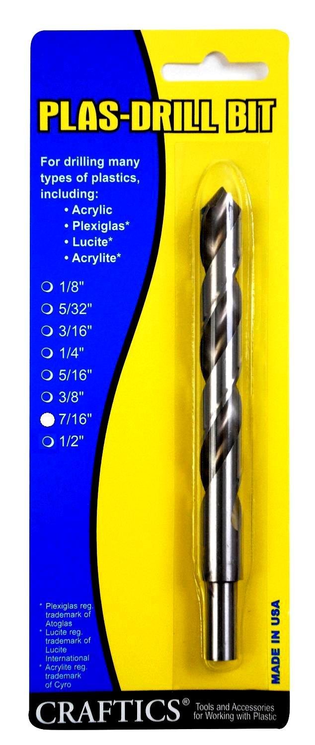 7/16" Drill Bit for Plastic (Acrylics, Plexiglas, Lexan, ABS, PVC, and More) for Hand Held Drills