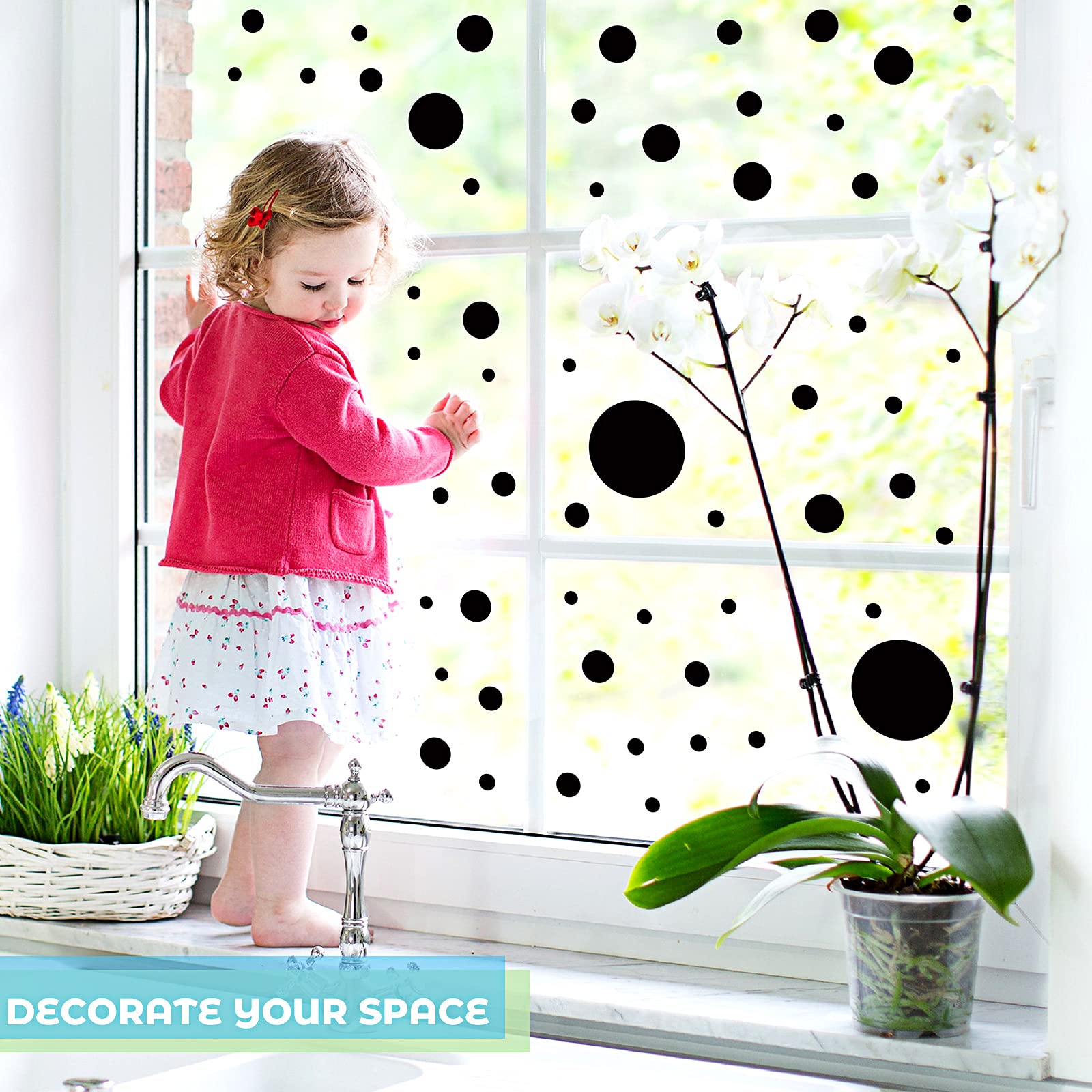 Zonon 264 Pieces Polka Dots Sticker Circle Wall Decal for Bedroom, Playroom Decor Removable Vinyl Stickers Dots Wall Decals(Black)