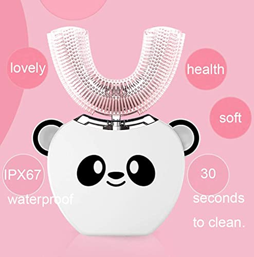 Smiletech Kids U Shaped Automatic Toothbrush Cartoon Panda LED Blue Light and Nice Music IPX7 Waterproof (Purple(2-7age))