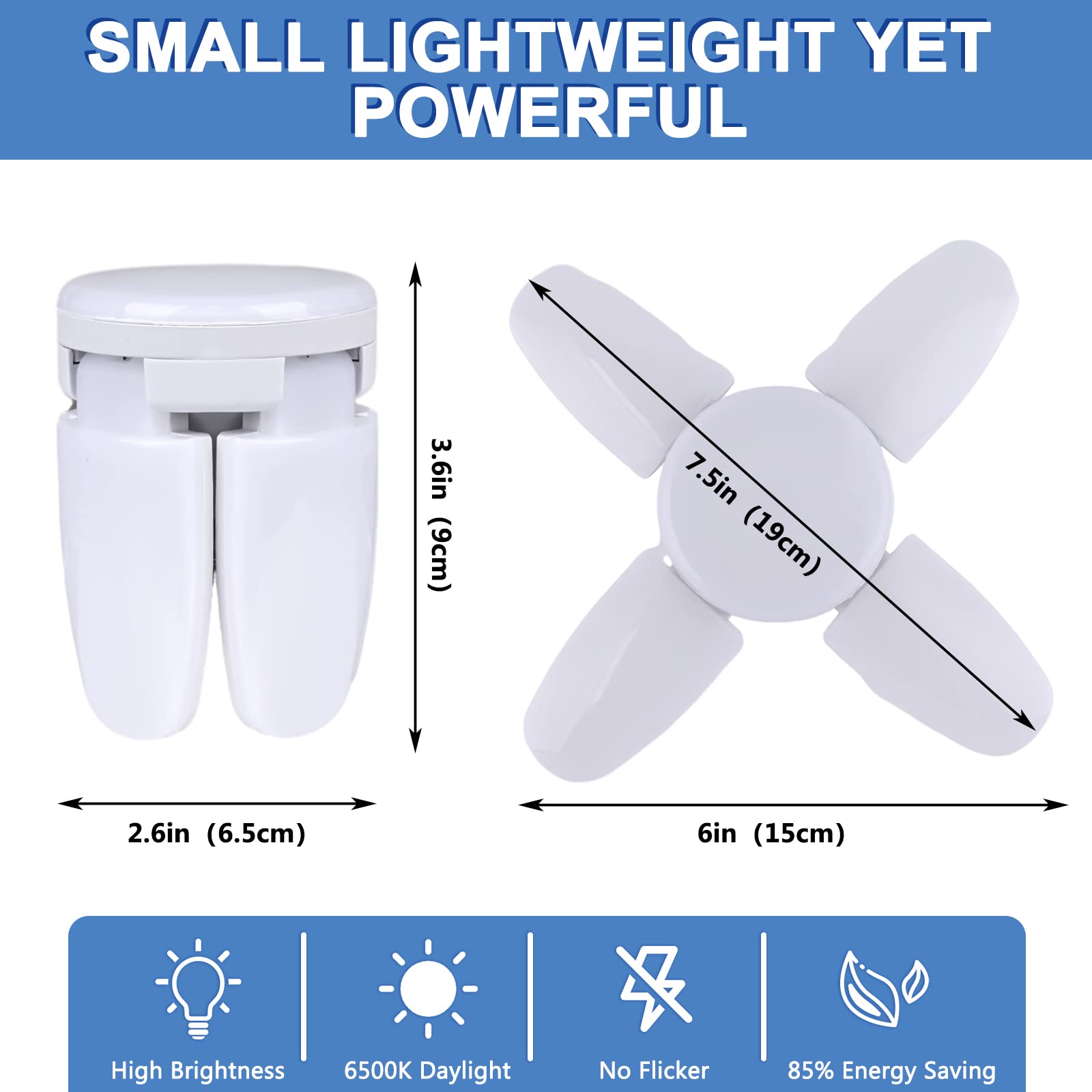 2 Pack Mini 30W Garage Light (150W Equivalent) - 6500K Daylight LED Garage Light, E26 Base Garage LED Light, LED Light Bulb for Basement,Closet,Workbench,Porch,Laundry Room, Garage Lights Ceiling LED
