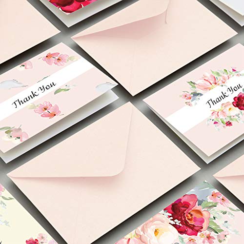 Bilinny Thank You Cards With Envelopes Bulk 100 Pack - Extra Thick Cards In Beautiful Gift Box.