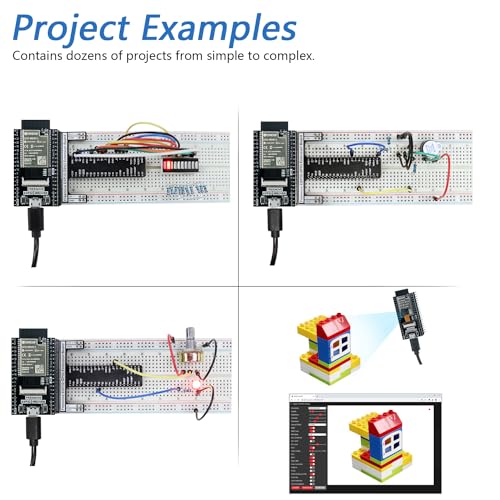 FREENOVE Basic Starter Kit for ESP32-WROVER (Included) (Compatible with Arduino IDE), Onboard Camera Wireless, Python C, 412-Page Detailed Tutorial, 141 Items, 61 Projects