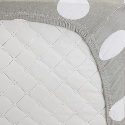 2 Pack n Play Mattress Sheets – 100% Jersey Knit Cotton Soft Portable Crib Mattress Sheets for Girls with Pink Heart and Gray Polka Dot Design; 2 Pc Playpen Mattress or Mini Crib Sheet Fitted Set