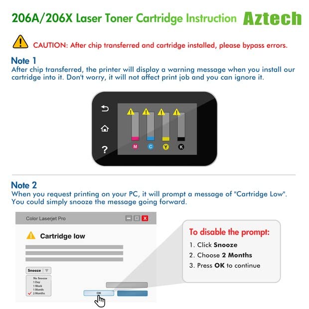 206X 206A Toner Cartridges 4 Pack High Yield Compatible Replacement for HP 206X W2110X 206A W2110A Color Laserjet Pro MFP M283fdw M283cdw M283 Pro M255dw Printer Ink (Black Cyan Yellow Magenta)