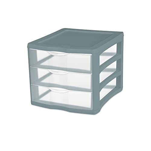 3 Drawer Unit, Plastic, Aqua Slate, Adult, Set of 4