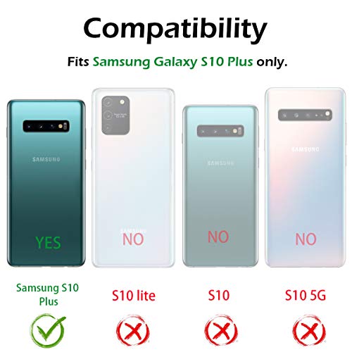 Dexnor Galaxy S10 Plus Case with Screen Protector Clear Rugged Full Body Protective Shockproof Hard Back Defender Dual Layer Heavy Duty Bumper Cover Case for Samsung Galaxy S10 Plus