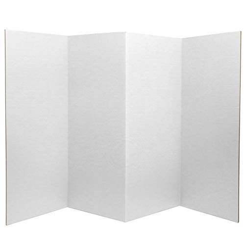 3 ft. Short White Temporary Cardboard Folding Screen - 4 Panels