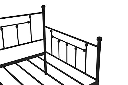 Daybed with Trundle Bed for Kids Teens Adults,Metal Twin Size Daybed with Pullout Trundle for Window Living Room, No Box Spring Needed (Black)
