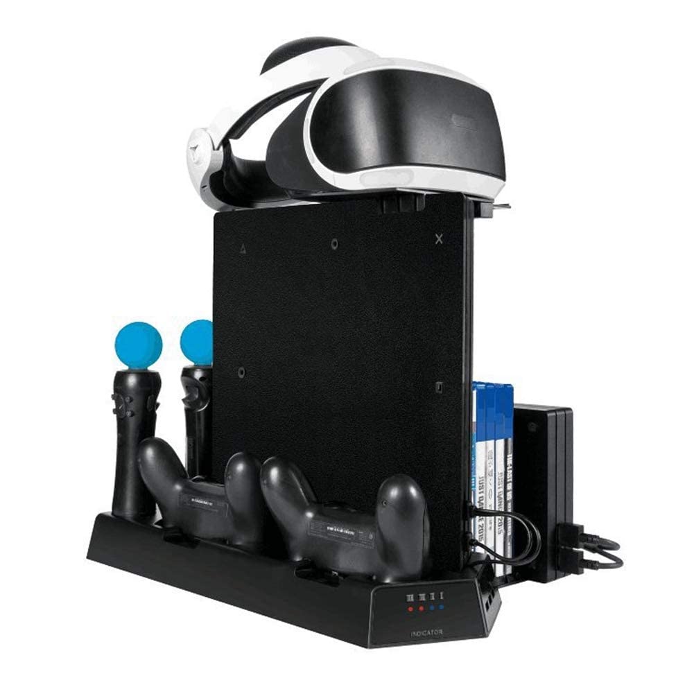 143 VR Charging Stand, Cooling Fan Station for PlayStation 4/ Slim/Pro - Showcase, Cool, and Display Your VR - PlayStation 4 Portable 3 in 1 Charging Station