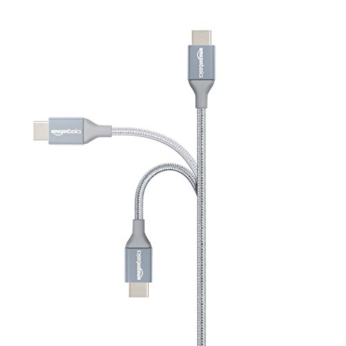 Amazon Basics USB-C to USB-A 2.0 Fast Charging Cable, Nylon Braided Cord, 480Mbps Transfer Speed, 10 Foot, Dark Gray