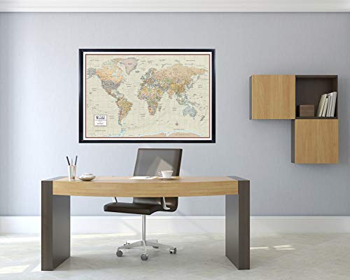 2023 Swiftmaps 24" x 36" World Map Contemporary Premier Wall Map Poster Mural, Laminated, Made in the USA
