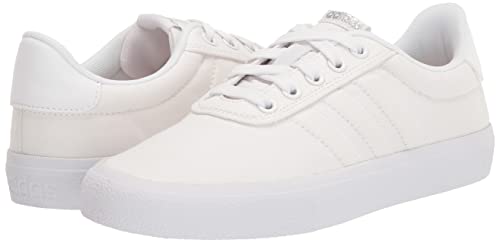 adidas Women's Vulc Raid3r Skate Shoe, White/White/Silver Metallic, 9