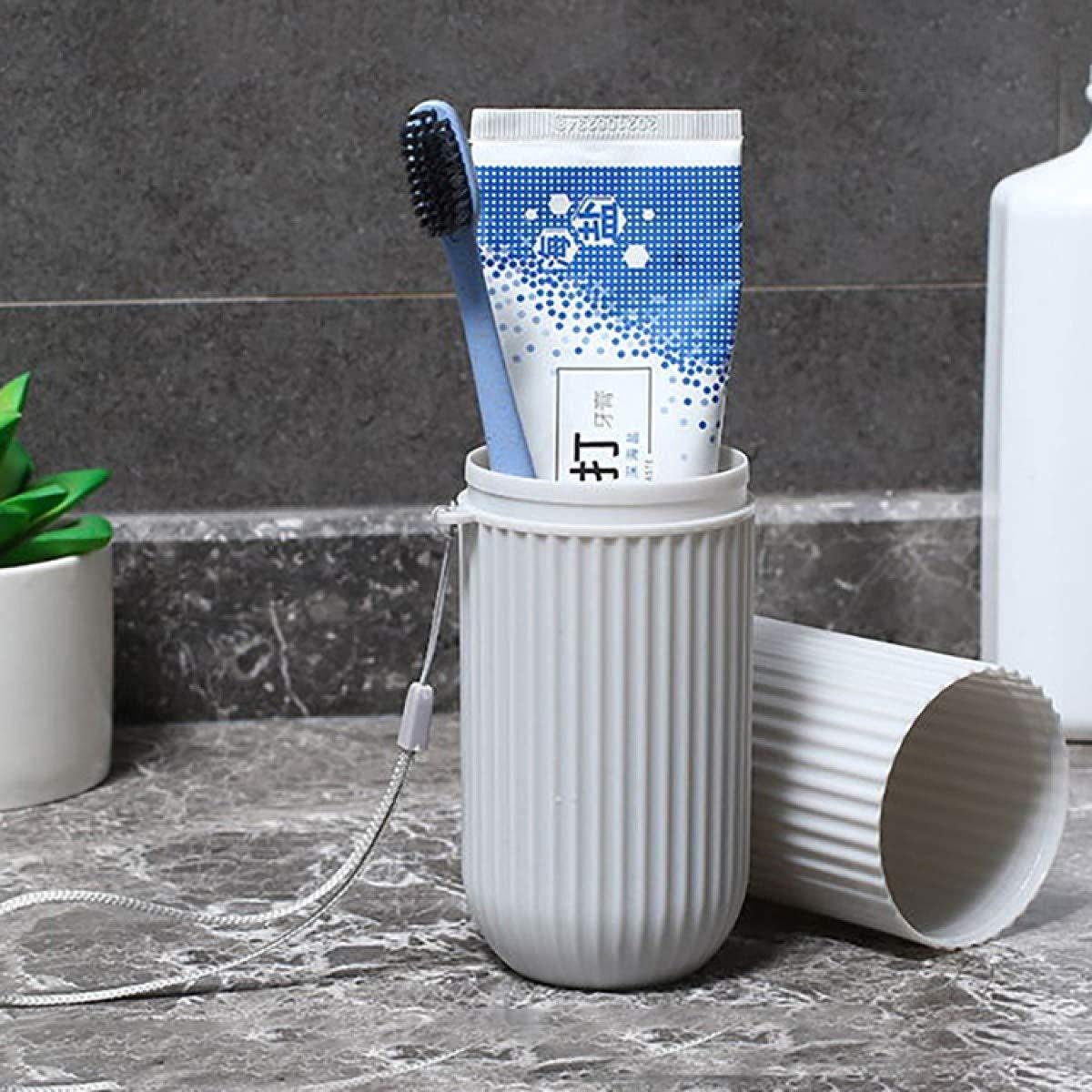 KBS Toothbrush Holder Case Cover 2 Pack Capsule Shape Container Travel Camping Business Trip Bathroom (Pink - Blue) Plastic