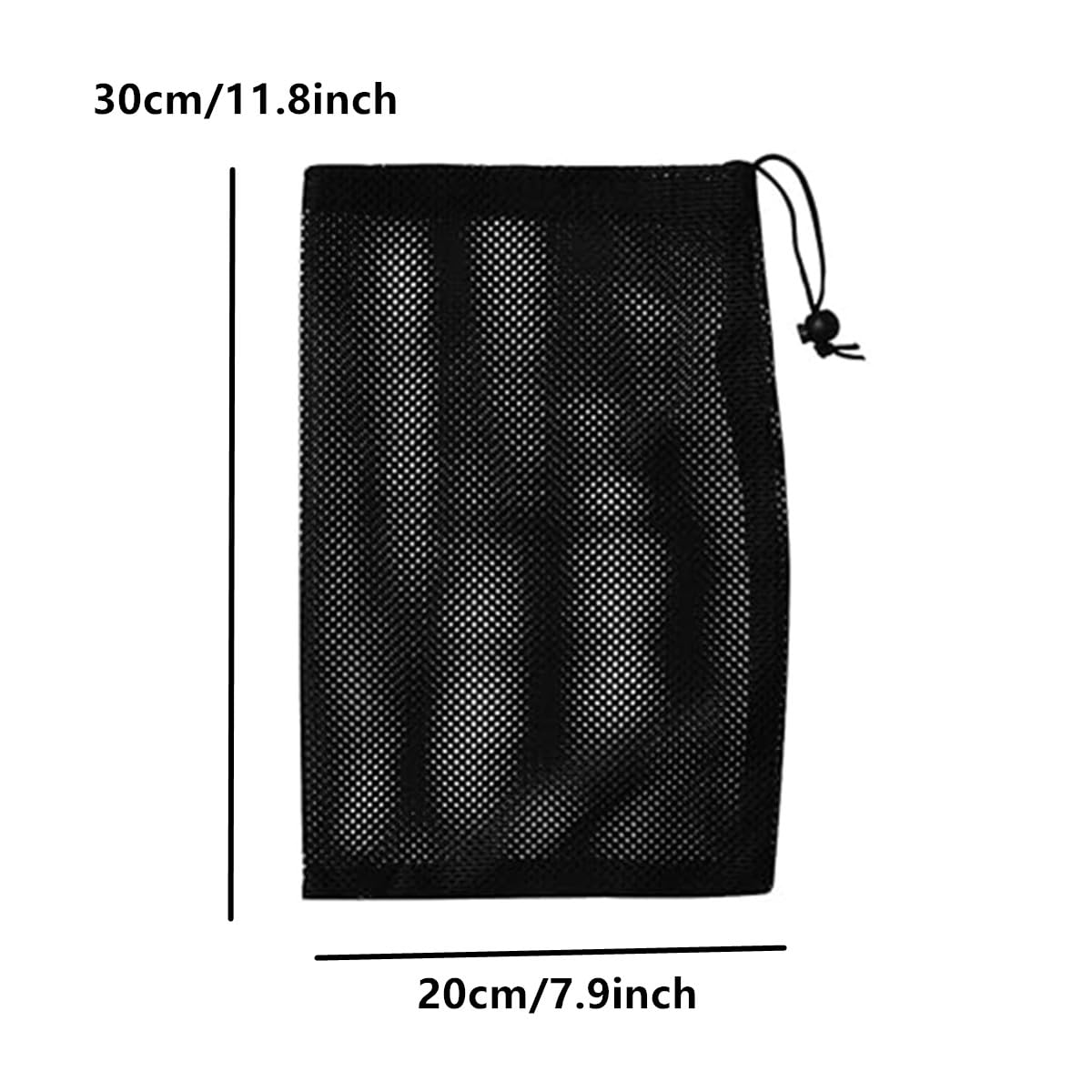 10PCS Nylon Mesh Drawstring Bag With Cord Lock, 8 x 12 Inch Mesh Laundry Drawstring Bag, Nylon Storage Mesh Bags for Balls Beach Toys, Seashell Collecting and Travel (Black)