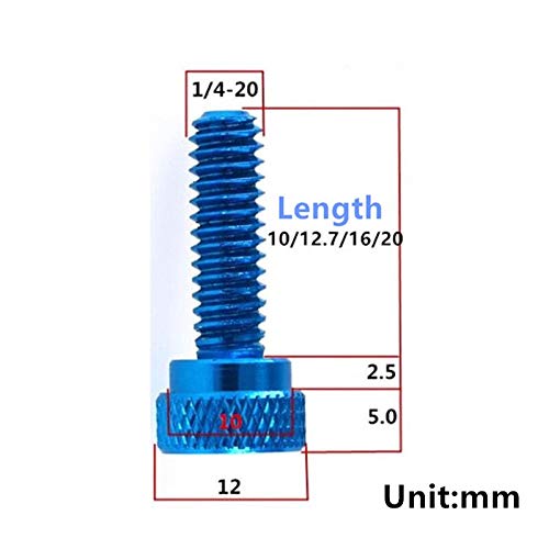 Thumb Screw 5Pcs 1/4-20 Colorful Knurled Hand Screws Telescope Camera Quick Release Holding Step Screw Aluminum Alloy Knurled Head Threaded (Color : Orange, Length : 10mm)