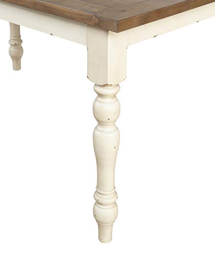 Roundhill Furniture Prato 7-Piece Dining Table Set with Cross Back Chairs, Antique White and Distressed Oak
