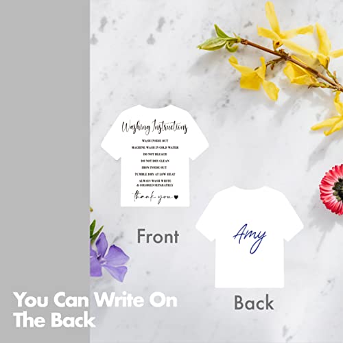 200 PCS T Shirt Washing Instruction Cards, Clothes Cleaning Care Instruction Insert Customer Direction Card for Small Business Online Shop Owner (3.6” x 3.4”)