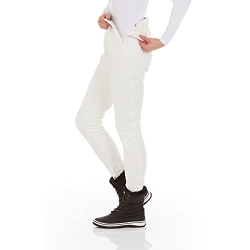 Arctic Quest Women's Snow Ski Pants Water Resistant Softshell Insulated Skinny Fit Pants Snowboarding Hiking Winter Outdoor, Vanilla, Small