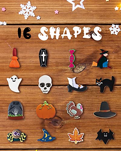 16 Pcs Halloween Cookie Cutters Large Fall Set with Decorating Instructions Stainless Steel Pumpkin Witch Hat Cat Bat Skull Ghost Spider Broom And More