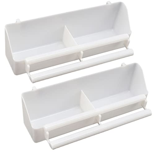 2X Small Bird Feeder Double Dish Pet Bird Water Feeder Cup with Standing Frame Plastic Seed Food Feeder for Parrotlet Sugar Glider Finches Cockatiels Parakeets Cage Feeder