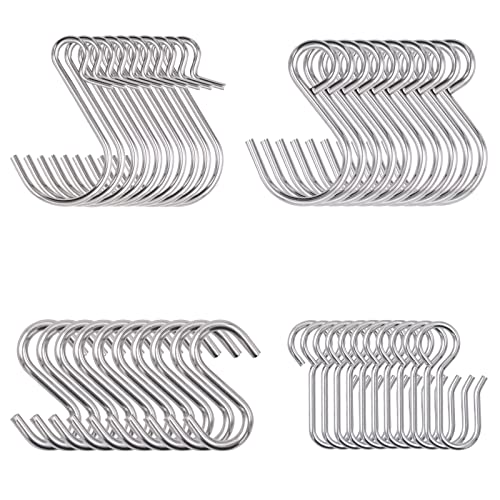 40 Pcs Small S Hooks Stainless Steel Hanging Hook Curtain Track Roller Hooks for Kitchen Bathroom Office Garden Kitchen Tools Hanging Plants DIY Crafts Key Chain Jewelry Earrings