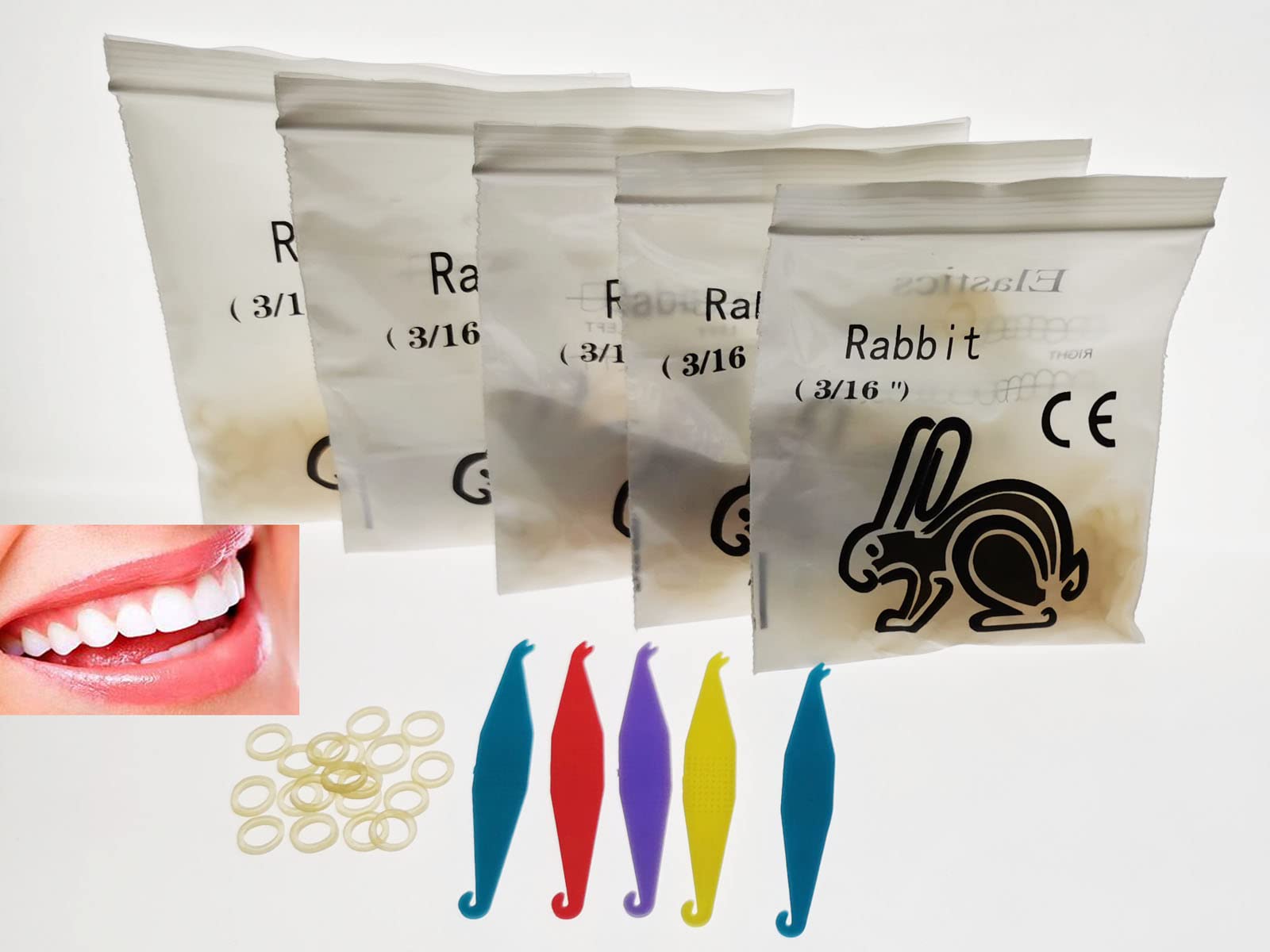 500 Pcs DentalSmile Amber Elastic Latex Braces 3/16 Orthodontics Rubber Bands Heavy 6.5oz Dental Latex Bands Dentist Great for Dreadlocks, Braids, Top Knots + 5 Free Placers