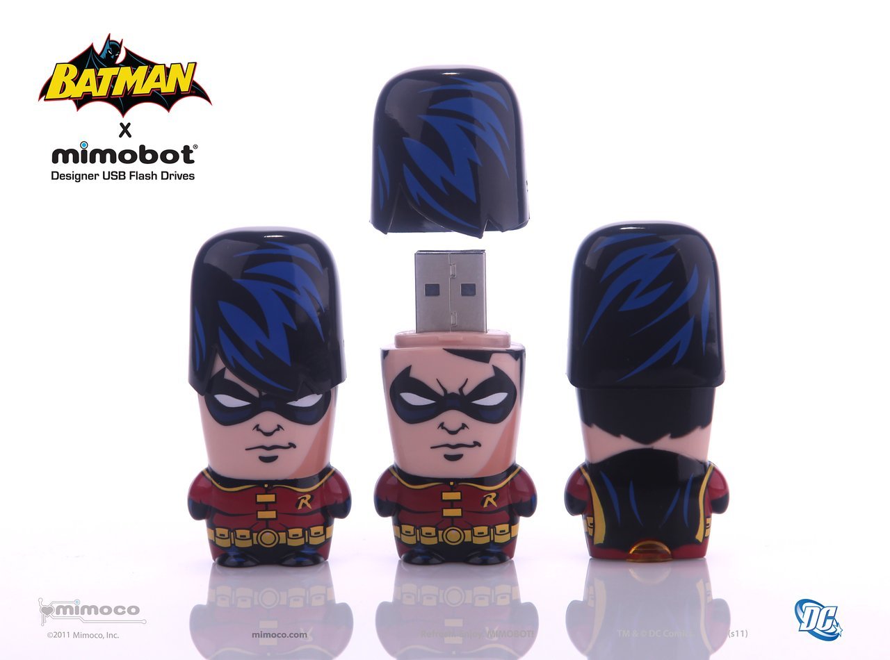 8GB Robin DC Comics MIMOBOT Character USB Flash Drive with Bonus preloaded Batman Themed Mimory Content, Limited Edition by Mimoco