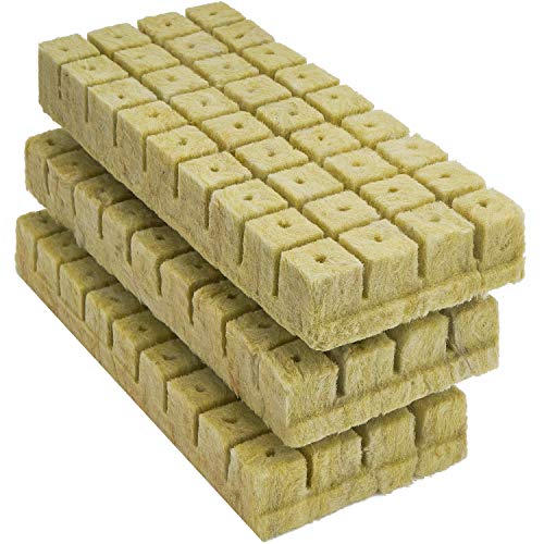 BIOMAND 1.2” Rockwool Starter Plugs for Hydroponics, Rockwool Grow Cubes, 3 Sheets of 36 Plugs, 108 Plugs Total