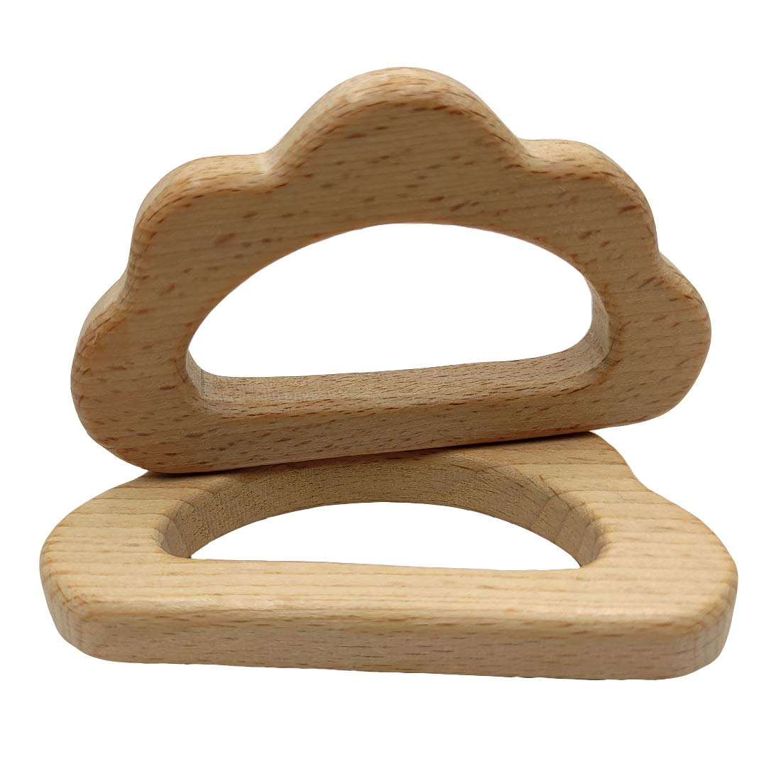 2pcs Natural Wood Cloud Shape Teether Toys DIY Teething Necklace Cute Animal Pendant Nursing Soothing Accessories (Cloud 2pcs)