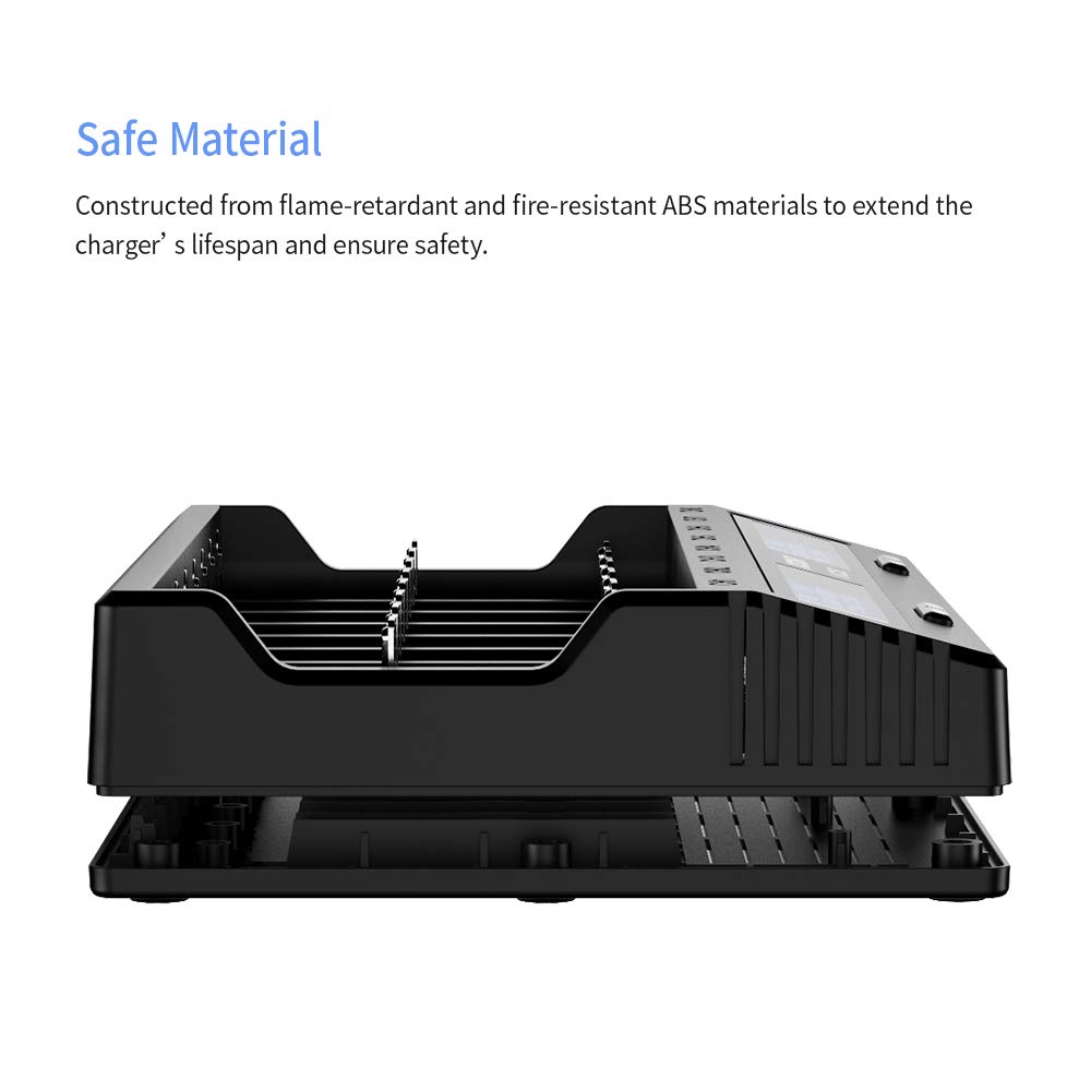 8 Bays Charger USB C Battery Charger XTAR VC8 Type C 3A Fast Charger 8-Bay Smart Charger LCD Display for 3.6V 3.7V Li-ion 1.2V Ni-MH C (Package Not Including Battery)