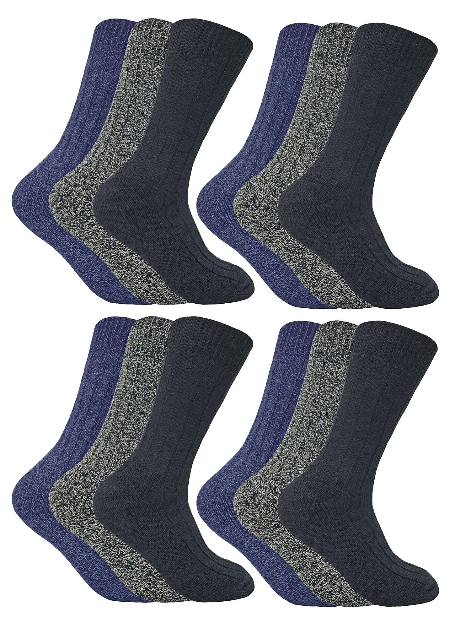12 Pairs Mens Wool Boot Socks | Sock Snob | Breathable Warm Hiking Socks (7-12, Black)