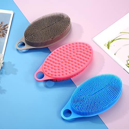 3 Set of Multifunctional Silicone Body Scrubber Loofah Soft and Skin-Friendly-,Easy to Clean,Scalp Massage ,Durable and Hygienic - Suitable for Various People and Pets (3 Count)