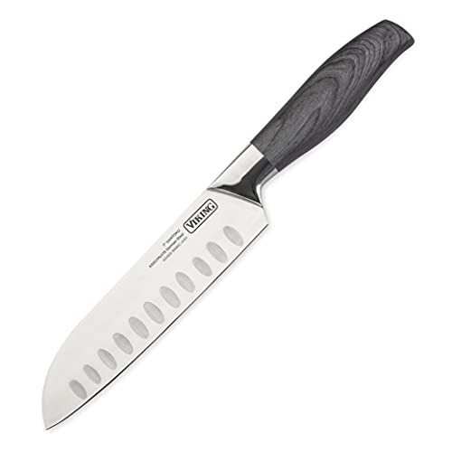 Viking Culinary German Steel Hollow Handle Cutlery Set, 6 Piece, Includes Protective Plastic Sleeve, All Essential Knife Types, Dishwasher Safe, Ash Wood Pattern Handles