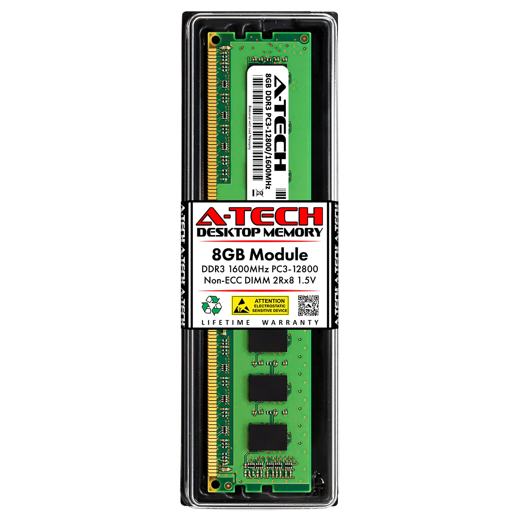 A-Tech 8GB RAM Replacement for Samsung M378B1G73DB0-CK0 | DDR3 1600MHz PC3-12800 2Rx8 1.5V UDIMM Non-ECC 240-Pin DIMM Memory Module