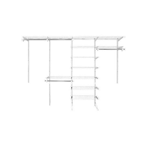 Rubbermaid FastTrack 6 to 10 Foot Wide White Wire Closet Organization Configuration Storage Kit with Shelves, 2 Pack