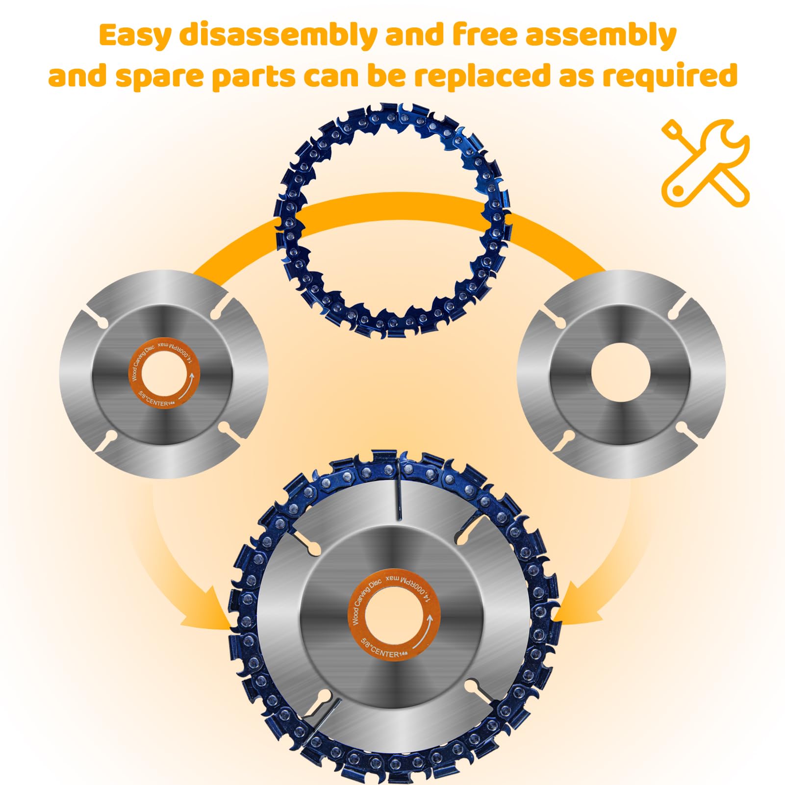 13PCS Wood Carving Disc Set for 4" or 4 1/2" Angle Grinder, Stump Tool Grinder Disc Wheel Attachments for Woodworking, Stump Grinding Tools for Wood Cutting Shaping Carving Sanding and Polishing